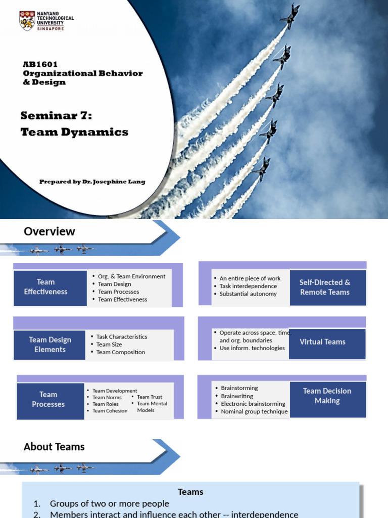 Seminar 7 Team Dynamics | PDF | Group Cohesiveness | Motivation