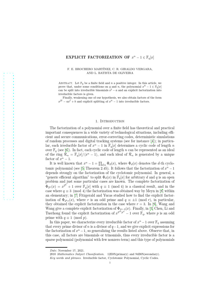 1404.6281v2 | PDF | Factorization | Field (Mathematics)