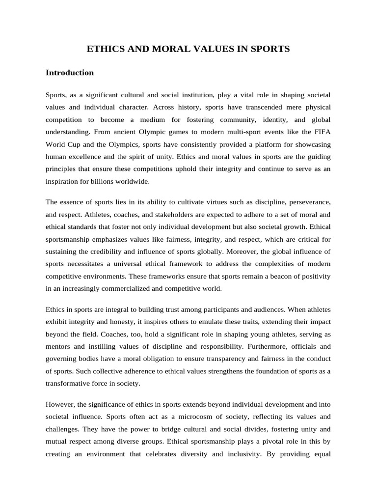 Ethics and Values in Sports | PDF | Sports | Integrity