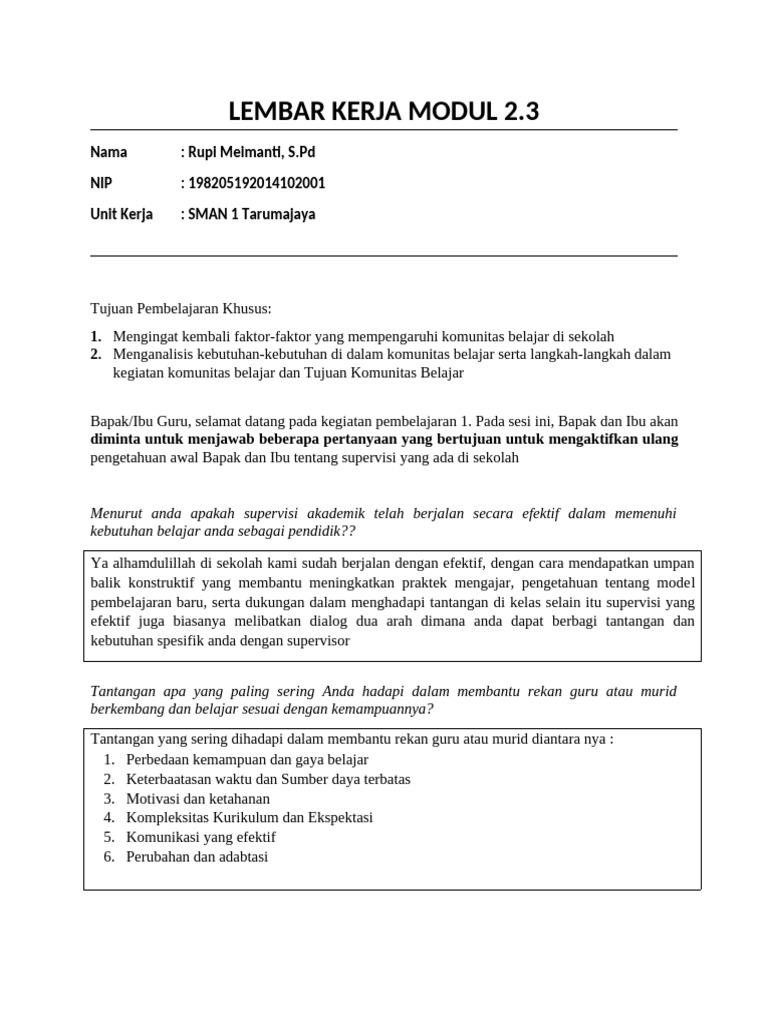 LEMBAR KERJA MODUL 2.3-Rupi | PDF