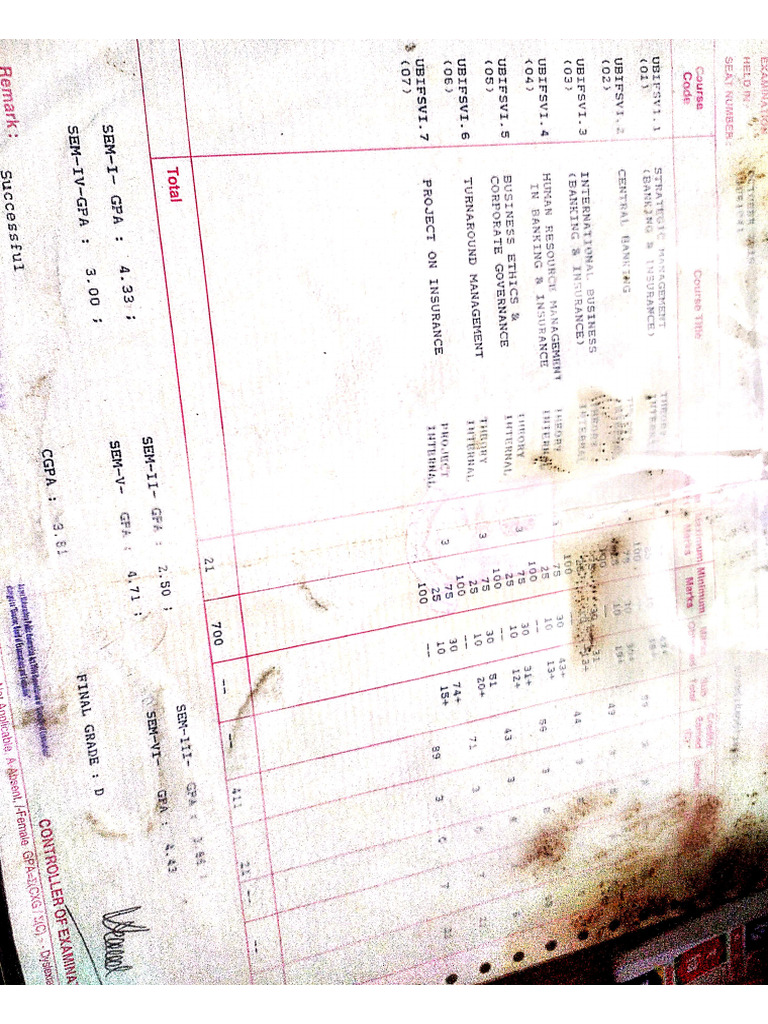 Finaldegree Marksheet 6 | PDF