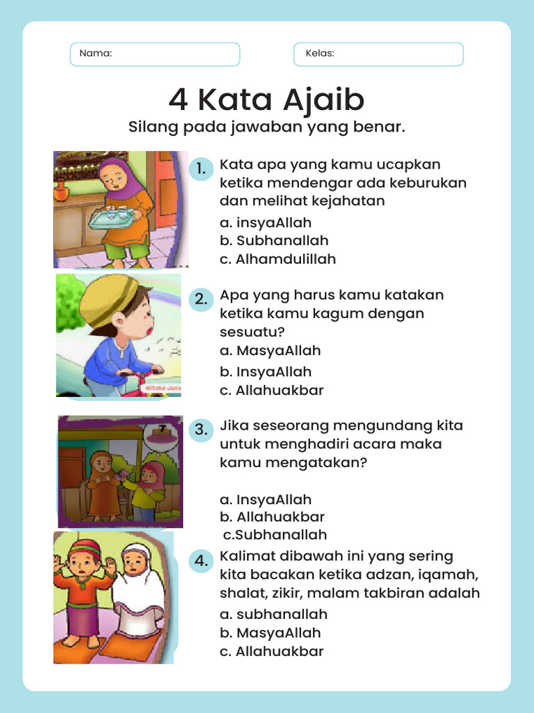 Empat Kata Ajaib Lembar Kerja Biru Simpel | PDF