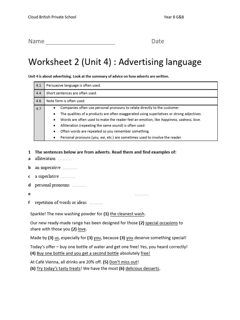 Eng - Year 8 Worksheet 2 | PDF | Linguistics | Linguistic Morphology