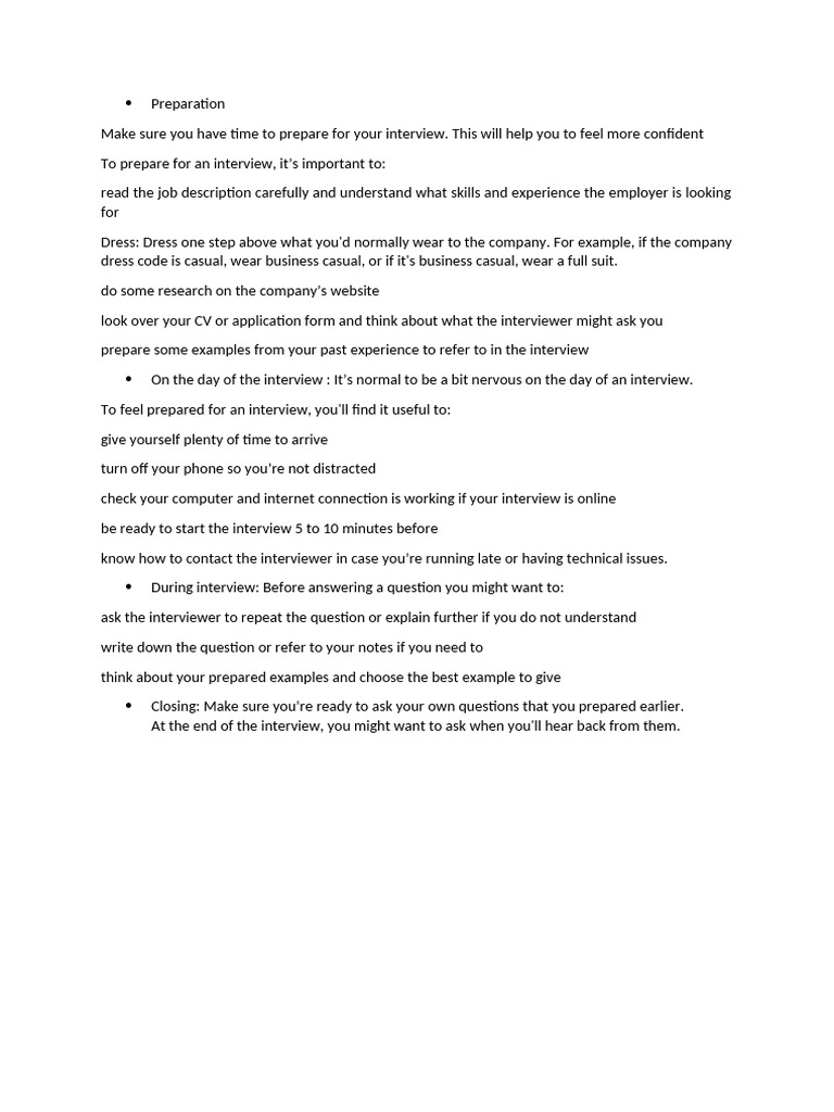 Interview Preparation Guide | PDF
