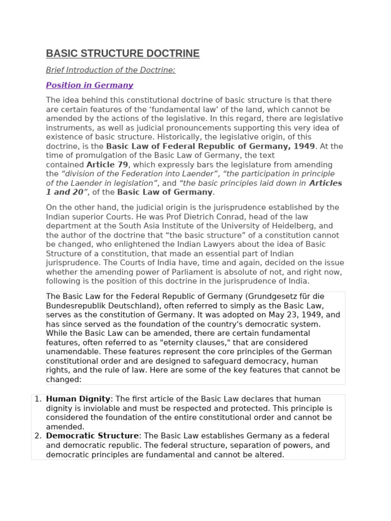 BASIC STRUCTURE DOCTRINE FRANCE, GERMANY ,PAKISTAN,BANGLADESH | PDF | Public Law | Statutory Law