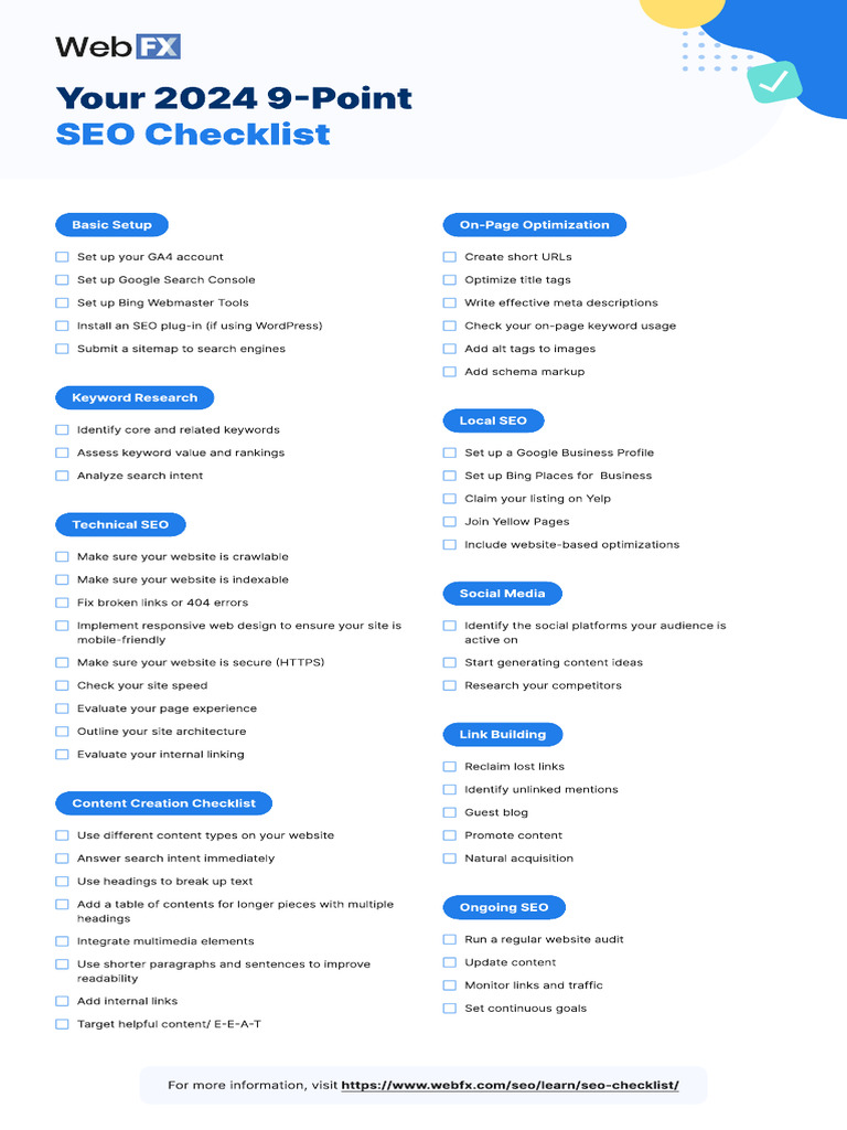 Seo Checklist Pdf Search Engine Optimization Web Development
