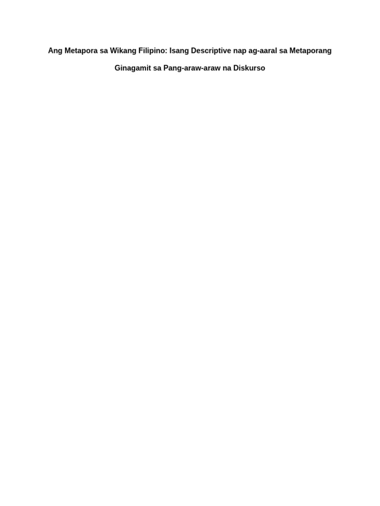 Ang Metapora Sa Wikang Filipino | PDF