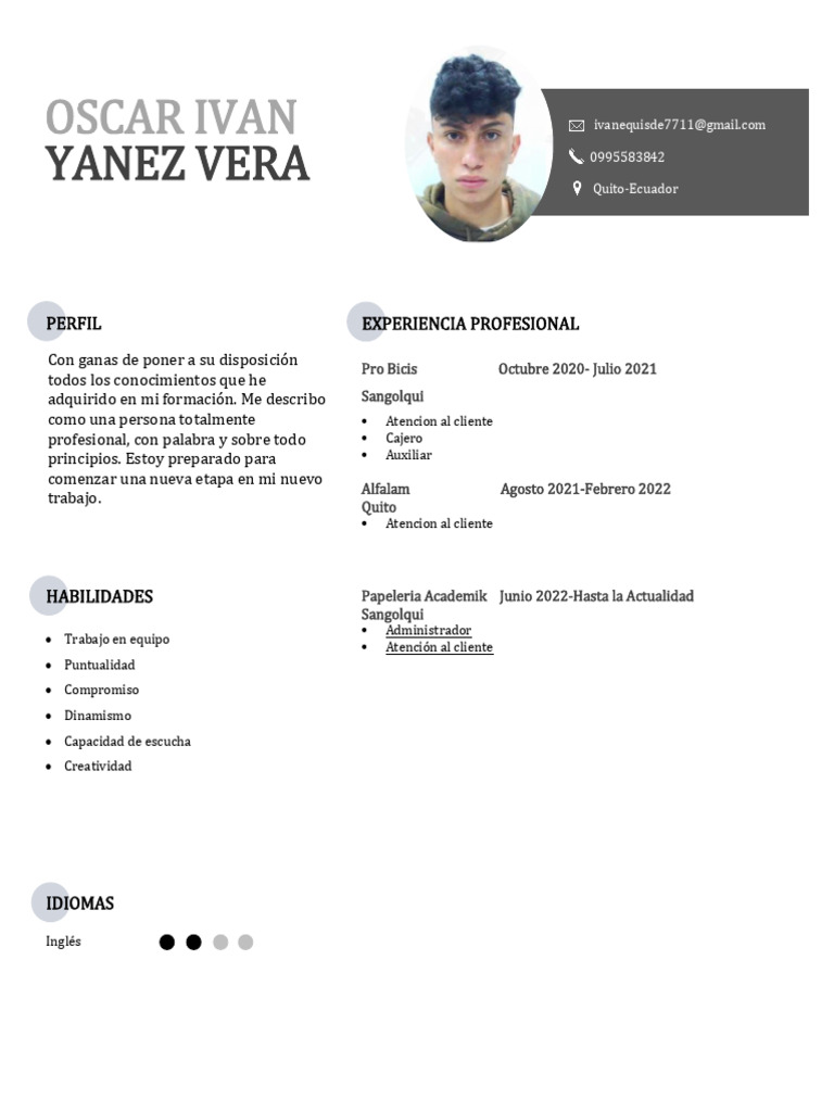 Oscar Iván Yánez Vera CV | PDF