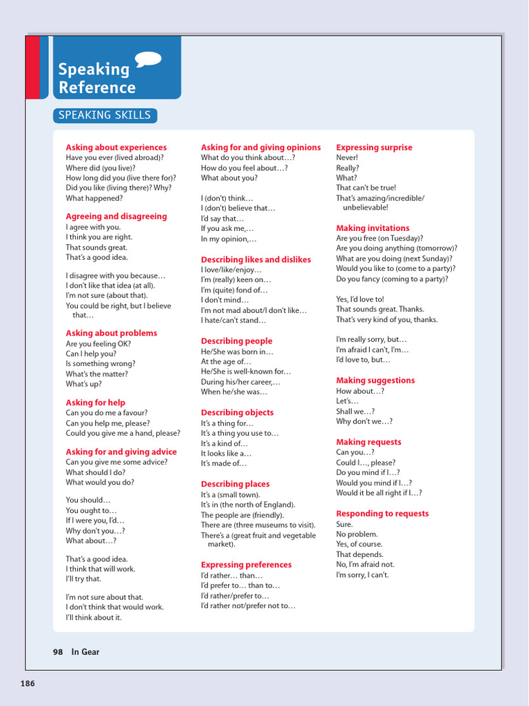 Speaking Reference INGEAR 2 | PDF | Essays | Human Communication
