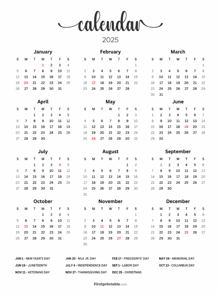 Printable Calendar 2025 Template 15 | PDF