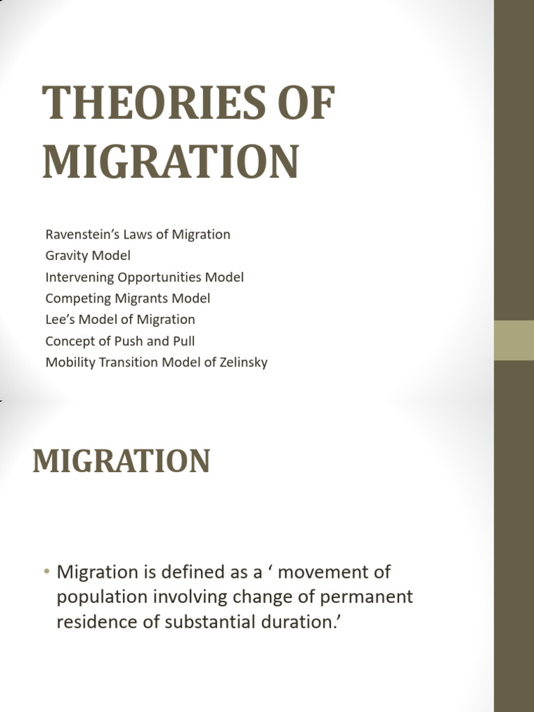 THEORIES OF MIGRATION | PDF | Human Migration | Gravity