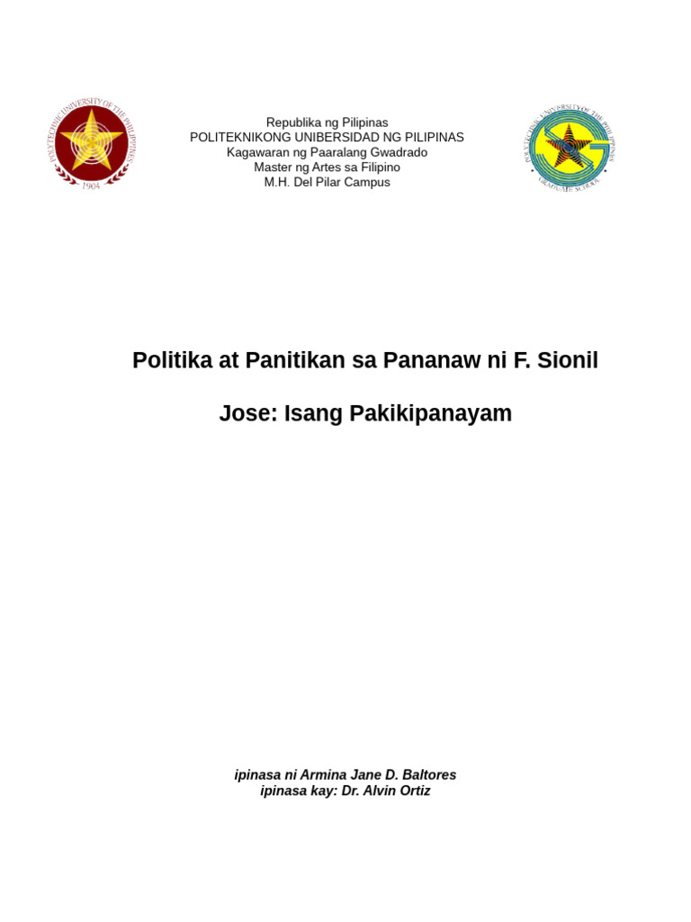 Politika at Panitikan Sa Pananaw Ni F | PDF