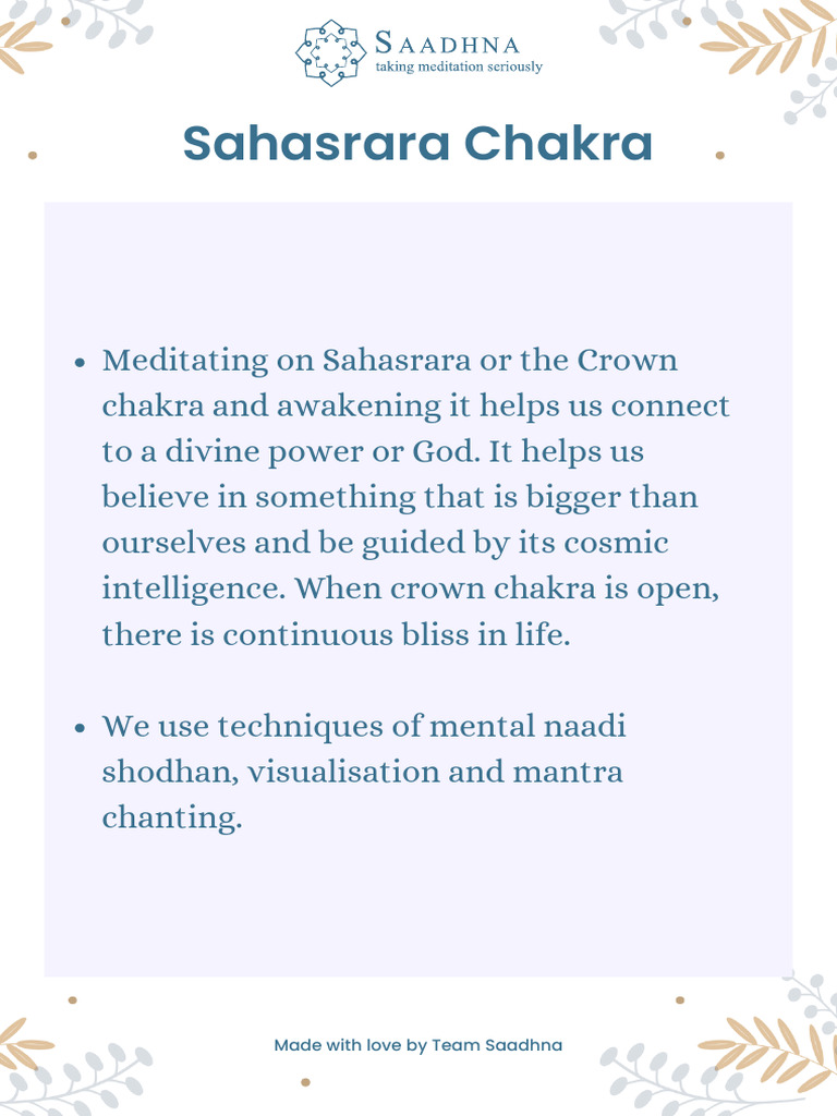 Session 11 Sahasrara Chakra | PDF