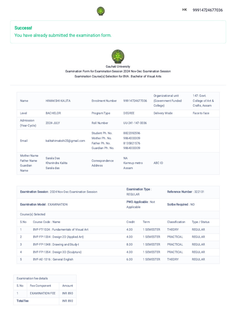 BVA Exam Form Submission 2024 | PDF