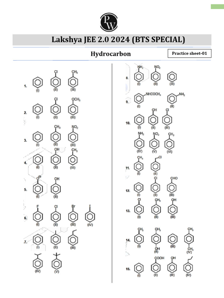 651531e10e8c9d0018331444_##_Hydrocarbon_Practice_Sheet_01_Lakshya | PDF