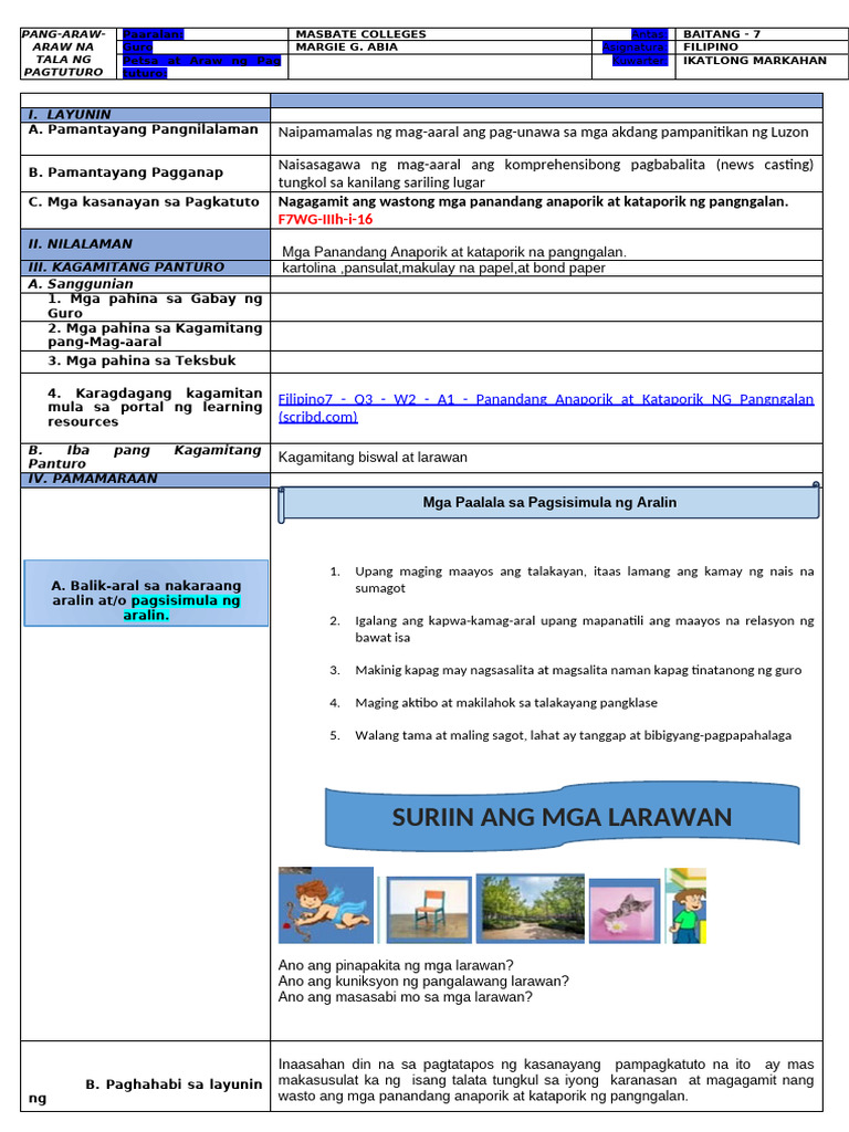 Asignaturang Filipino G-7 | PDF