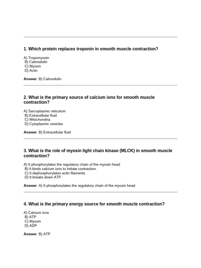 Smooth Muscle Contraction Mechanisms Explained | PDF | Muscle ...