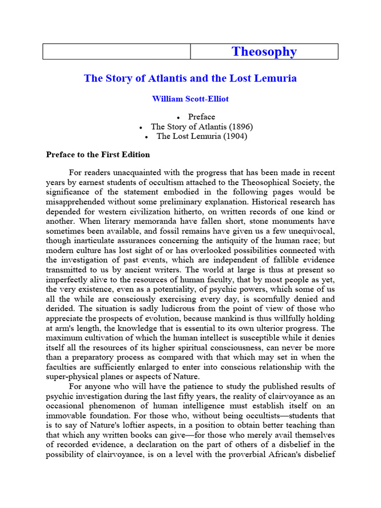 Story of Atlantis and the Lost Lemuria-W Scott-Elliot | PDF | Baptism ...