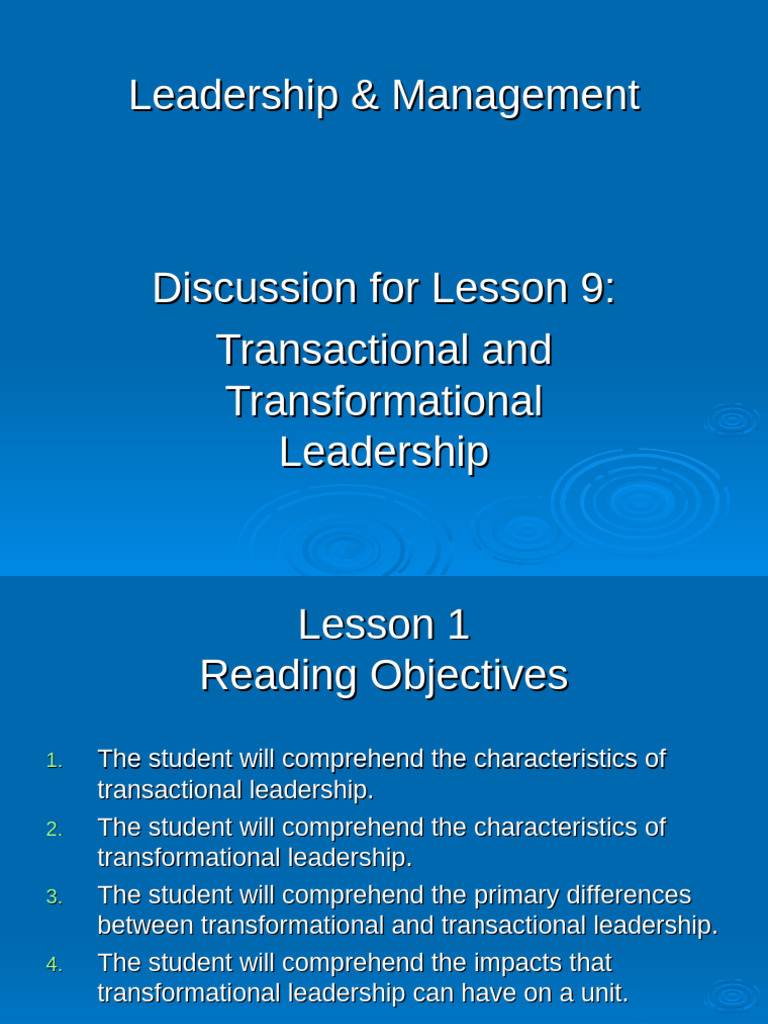 transactional transformational leadership.ppt Main | PDF | Transformational Leadership | Leadership