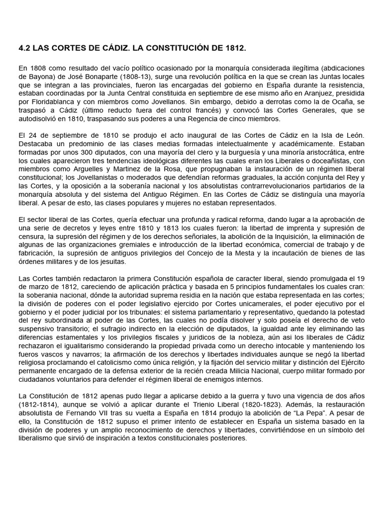 Constitución de 1812 y Cortes de Cádiz | PDF | Gobierno | España