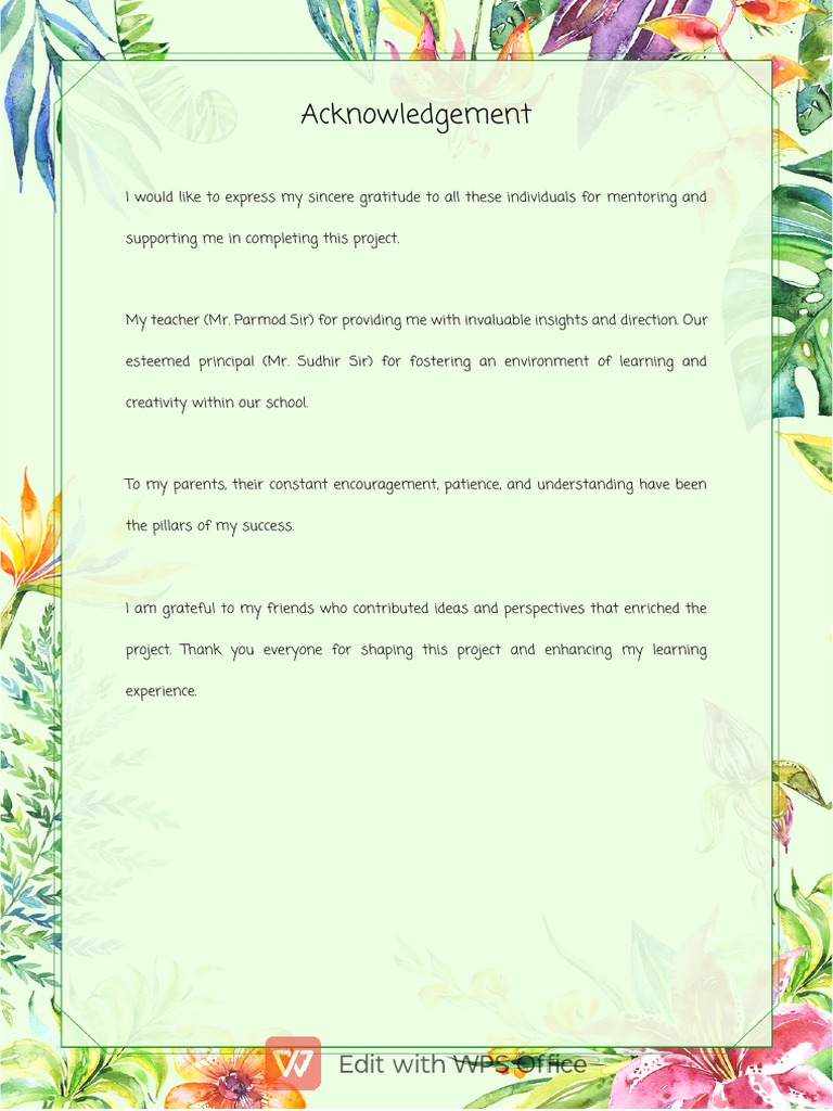 Acknowledgement Pdf