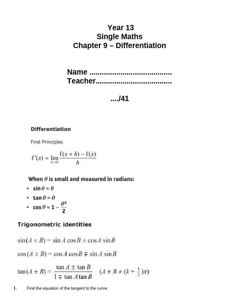 Differentiation MS | PDF | Mathematical Physics | Geometry