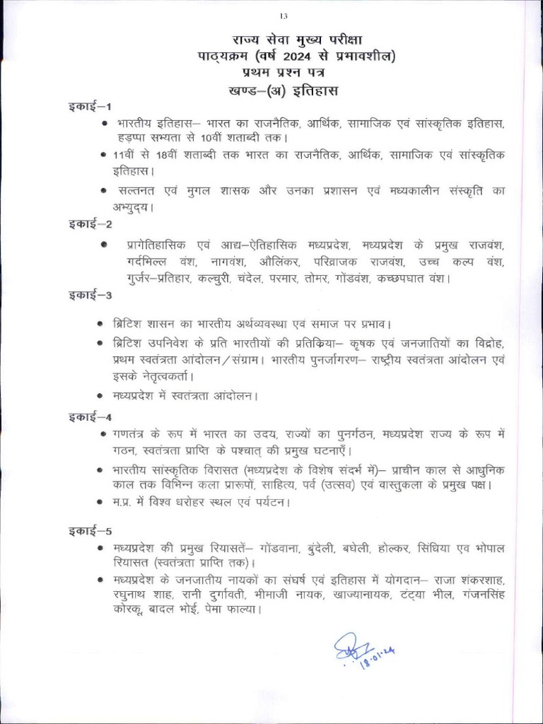 MPPSC Mains Syllabus in Hindi | PDF