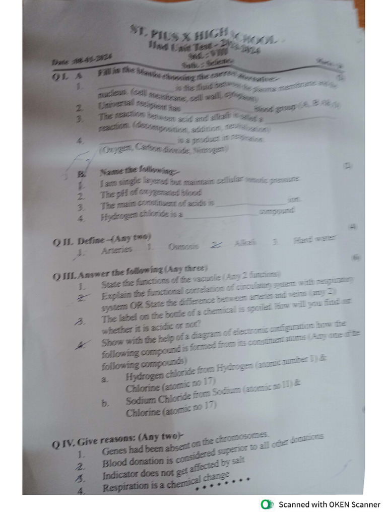 8std ST Pius-2 Unit Science 2023 | PDF