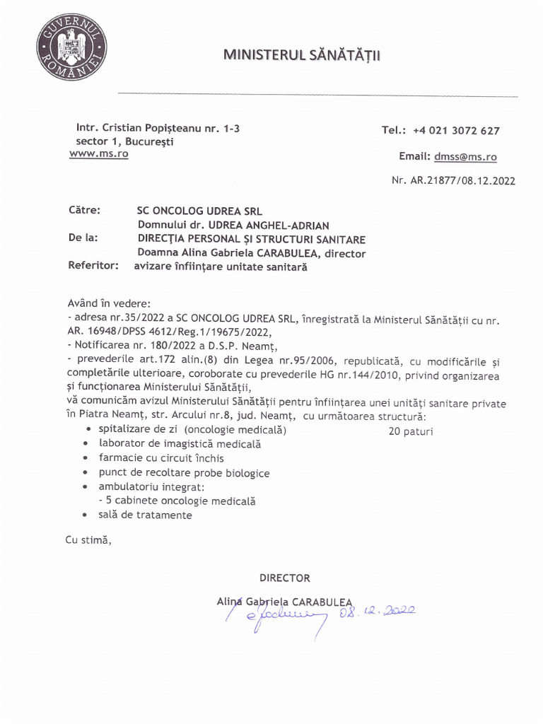 Aviz Infiintare Structura PN | PDF