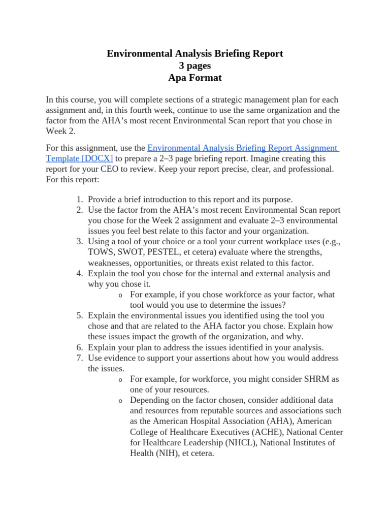 Environmental Analysis Report Template | PDF | Swot Analysis | Business