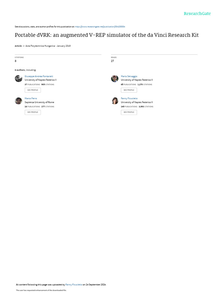 Fontanelli_Portable-dVRK_2019 | PDF | Simulation | Virtual Reality