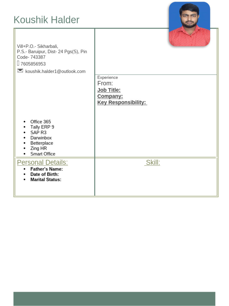 CV Format | PDF