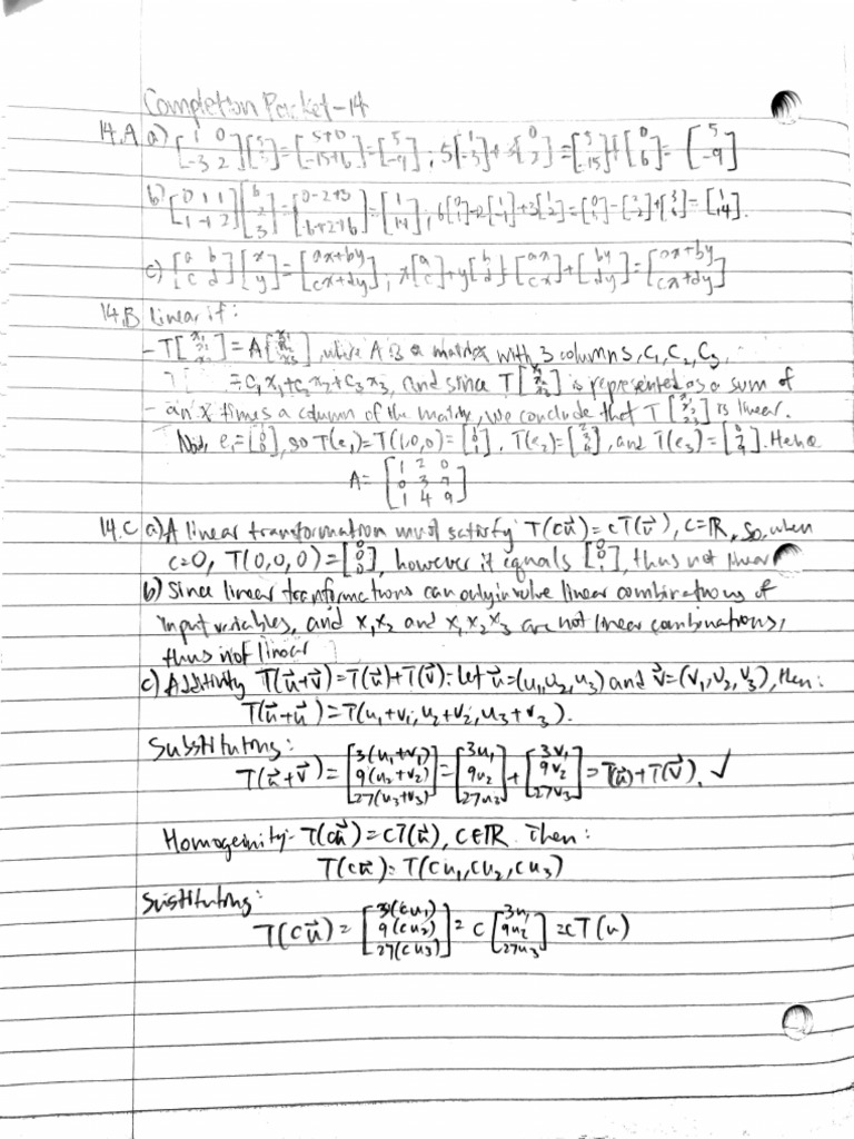 Homework For Linear Transformations | PDF