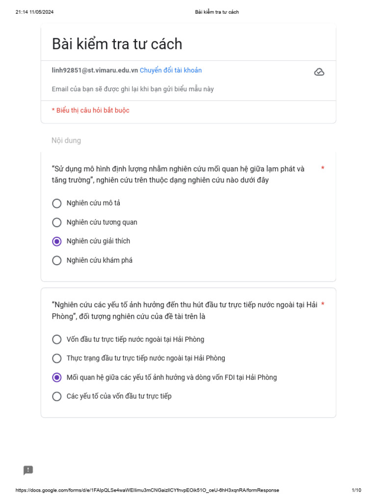 Bài kiểm tra tư cách PPNC | PDF