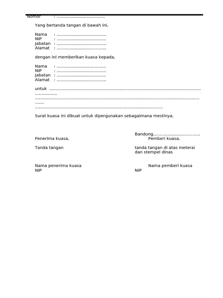 Format Surat Kuasa Biasa | PDF