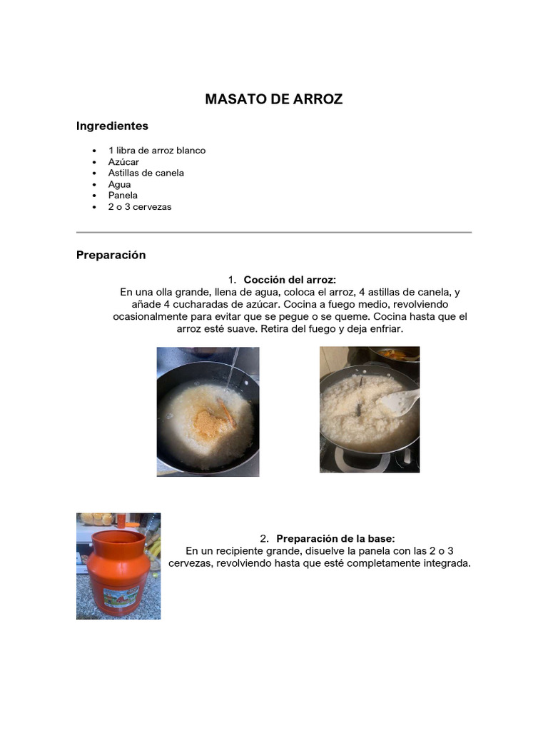 Receta de Masato de Arroz | PDF