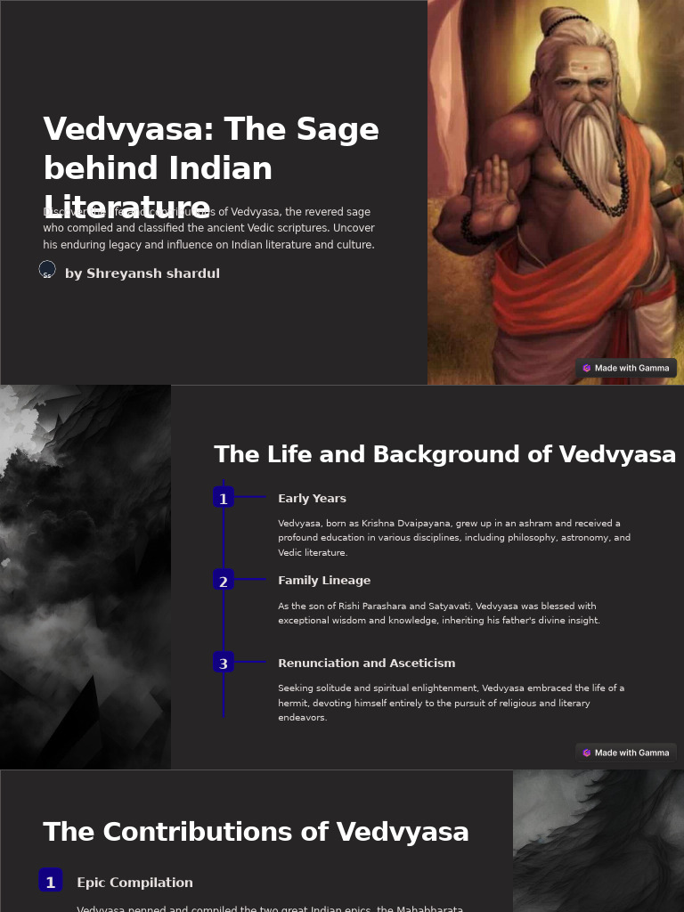 Vedvyasa The Sage Behind Indian Literature | PDF | Vedas | Hindu Texts