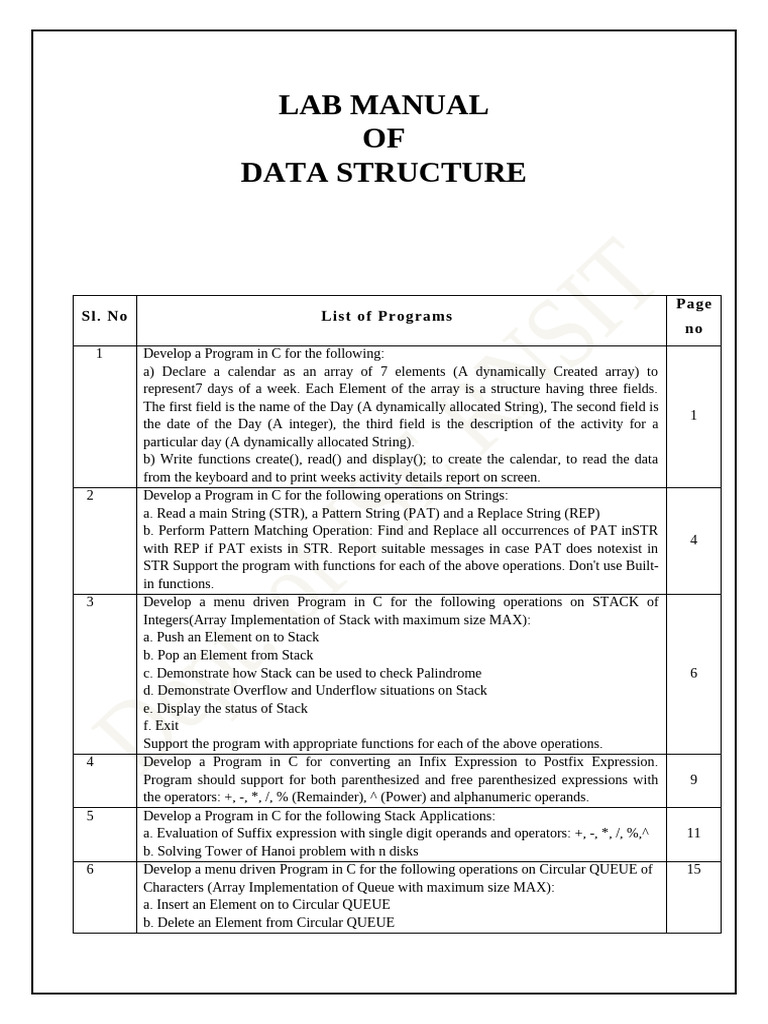 Bcsl305 Updated Lab Manual | PDF | Queue (Abstract Data Type) | Software Engineering