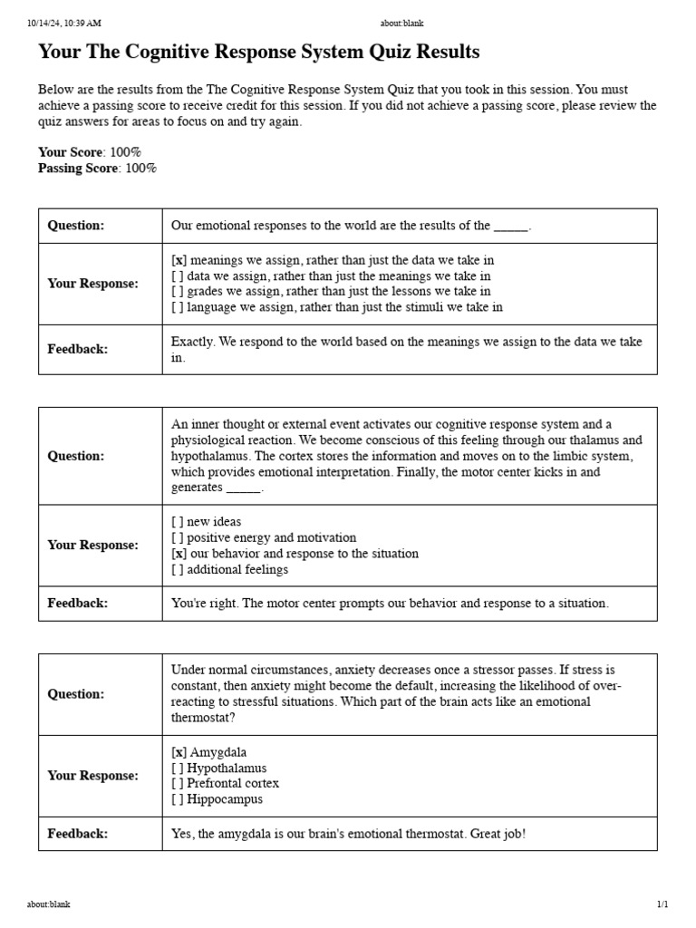 Cognitive Response | PDF | Stress (Biology) | Behavioural Sciences