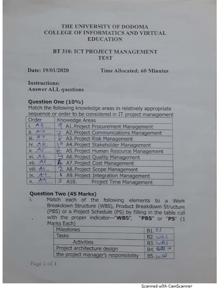ICT PROJECT Exam 2020 | PDF
