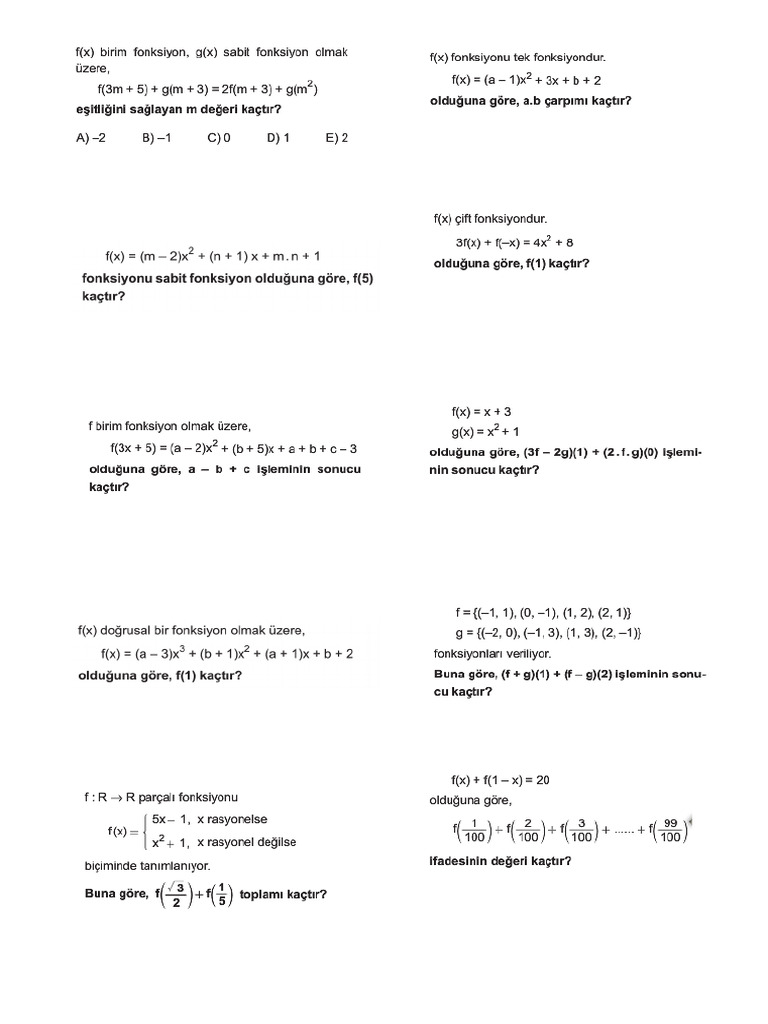 fonksiyon soru | PDF