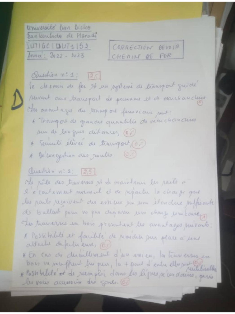 Correction Du Devoir de Chemin de Fer | PDF