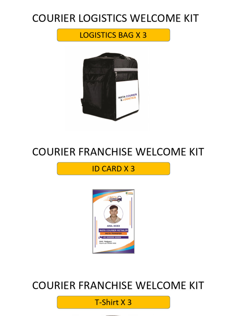 Courier Franchise Welcome Kit Items | PDF