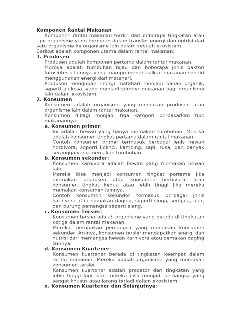 Komponen Rantai Makanan | PDF