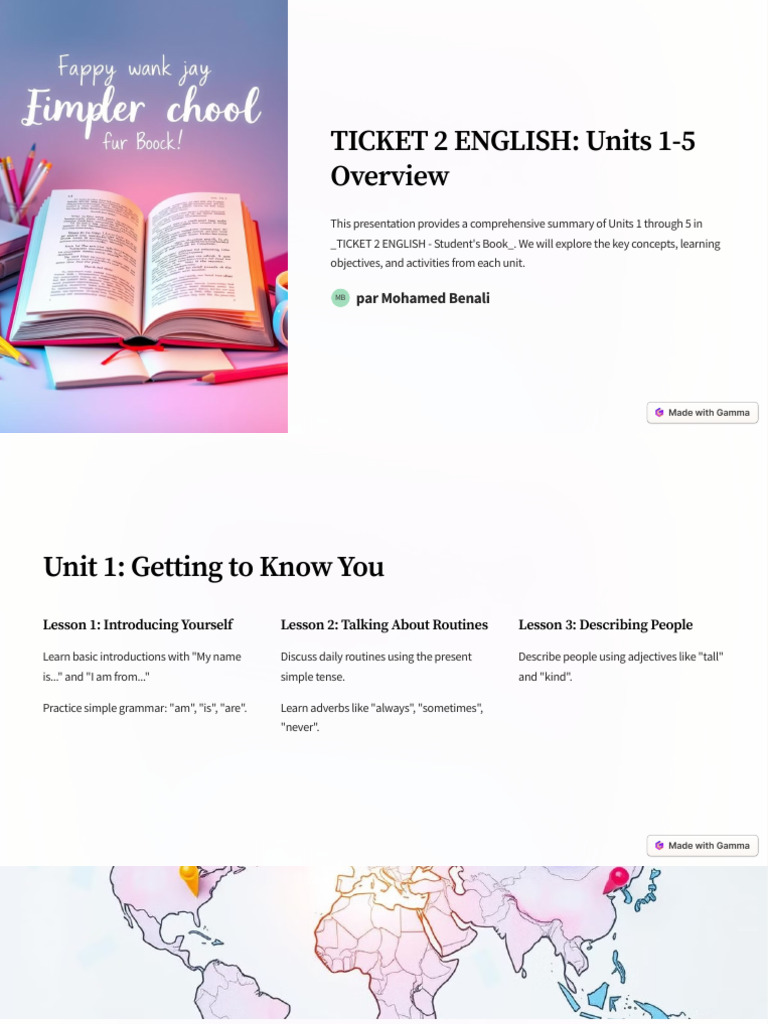 TICKET 2 ENGLISH: Units 1-5 Summary | PDF | Grammatical Tense | Linguistics