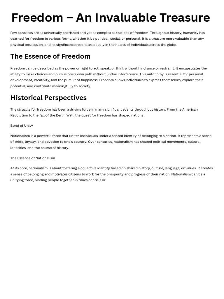 Freedom - An Invaluable Treasure | PDF