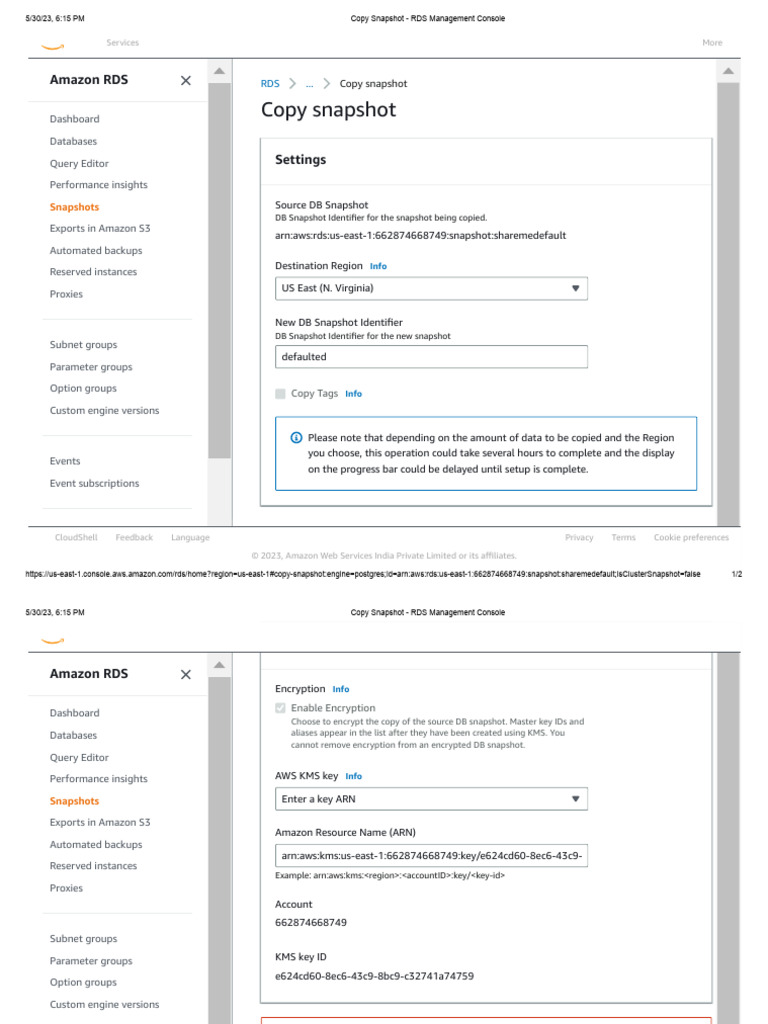 Copy Snapshot - RDS Management Console | PDF | Data Management | Software