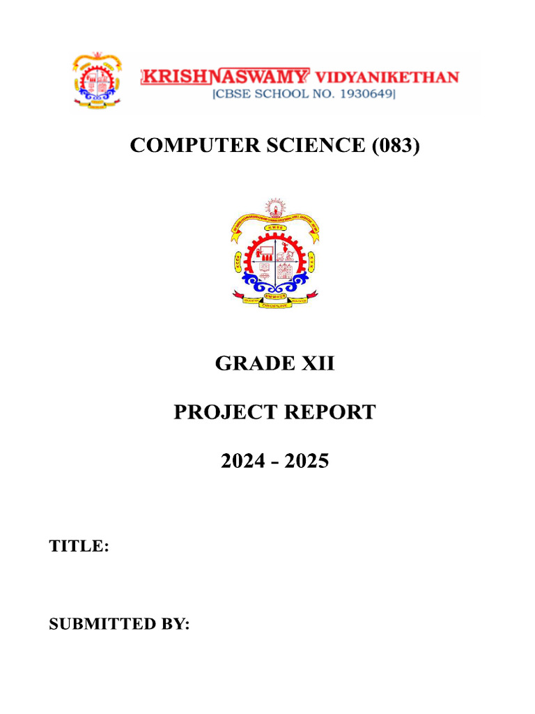 G12 CS Project Report Cover Page | PDF
