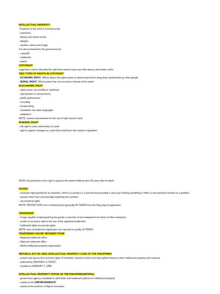 INTELLECTUAL PROPERTY | PDF | Intellectual Property | Trademark