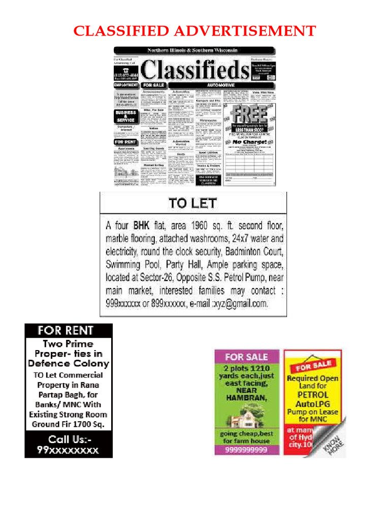 Classified Advertisement | PDF | Advertising